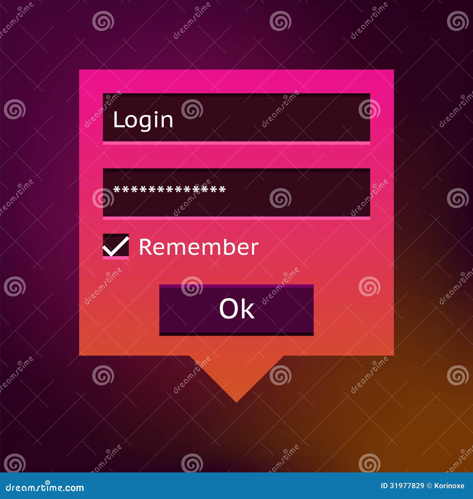 Pink login form stock vector. Illustration of internet - 31977829