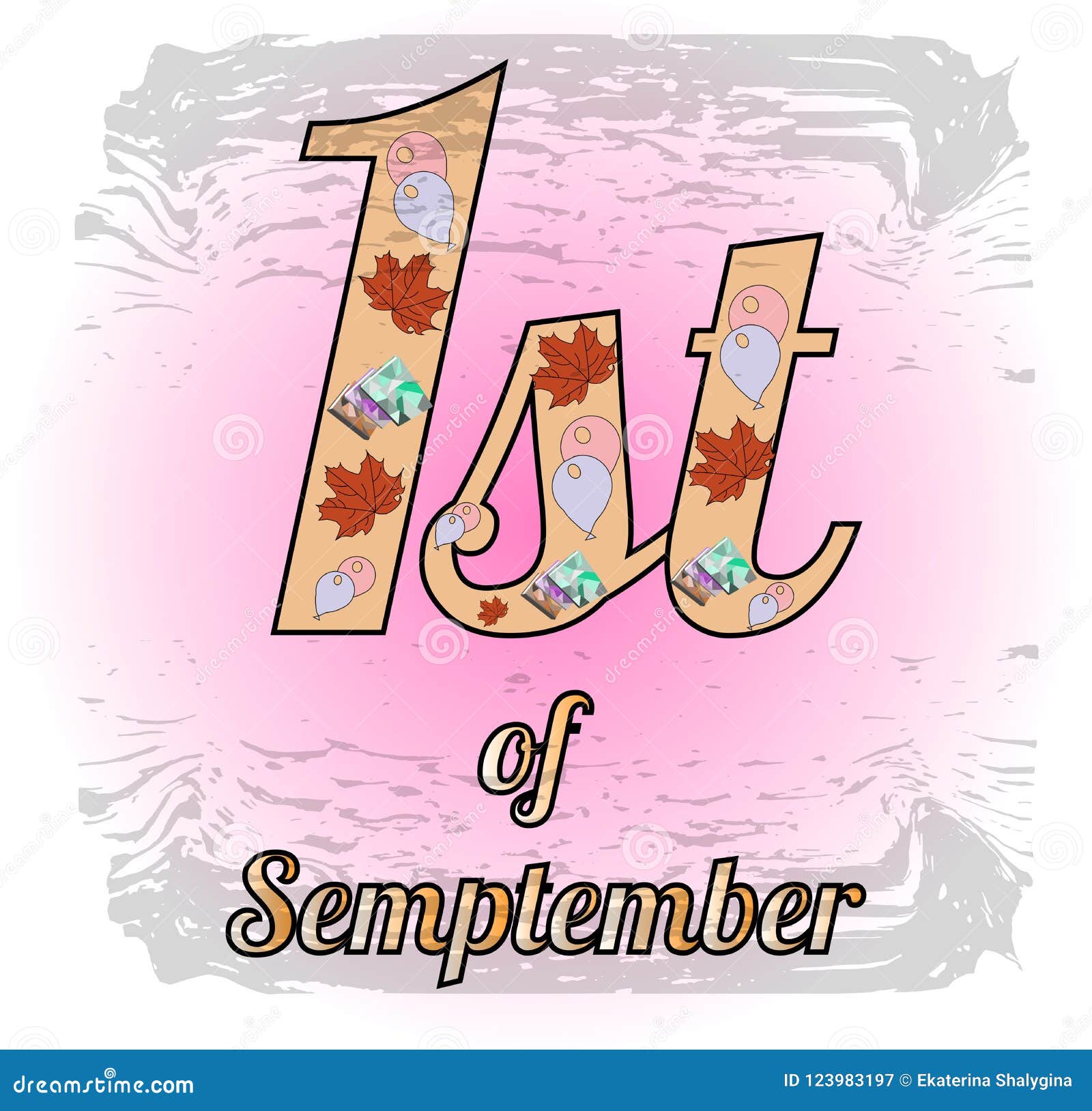 Pink Logo 1st of September Vector Illustration Stock Vector ...