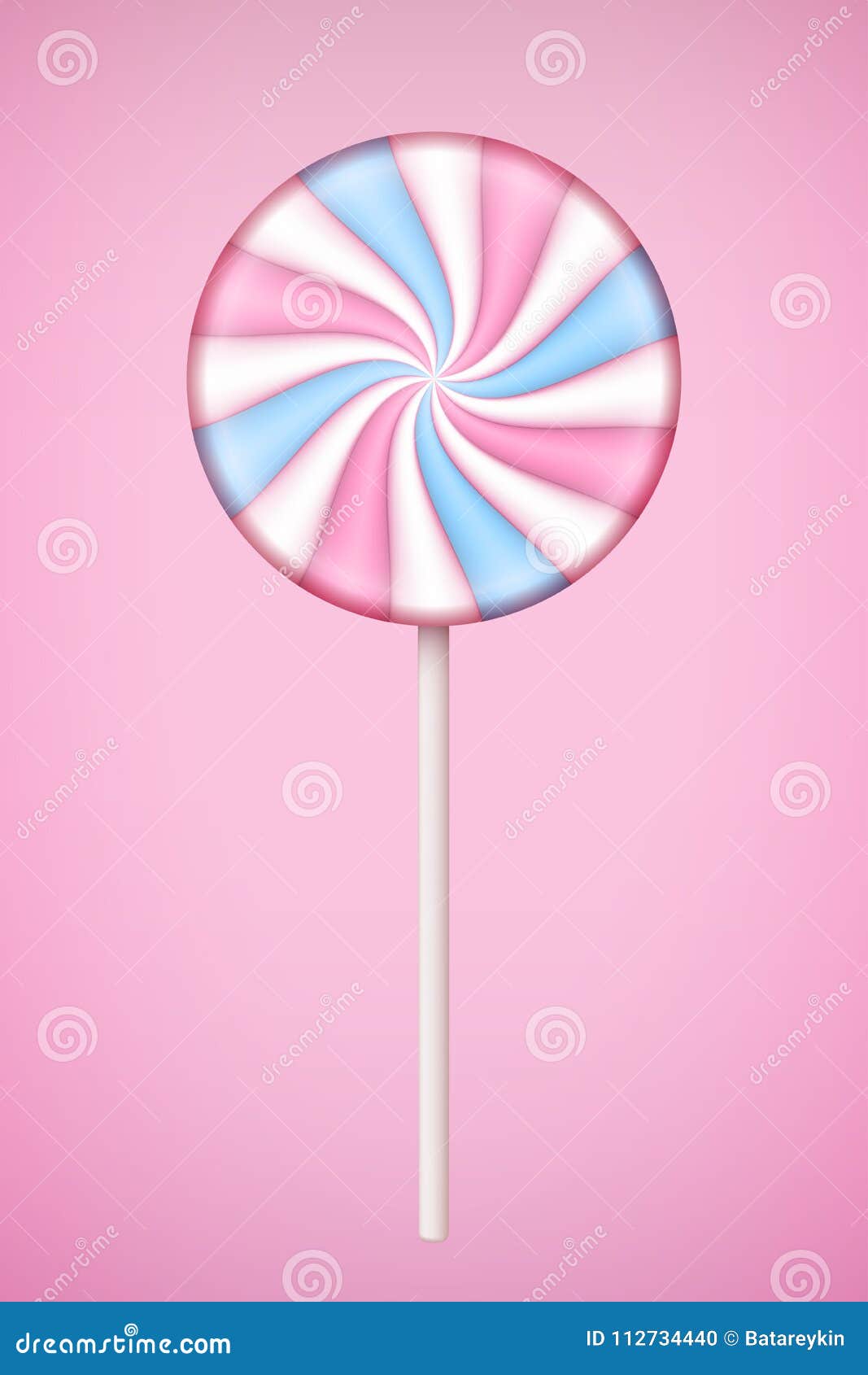 Pink Lolipop Illustration. Sweet Candy On A Blue Background. Acrilic ...