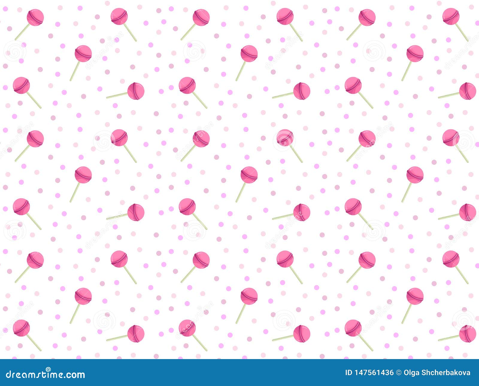Pink Lollipop Pattern Vector for Background. Round Candies on Stick ...