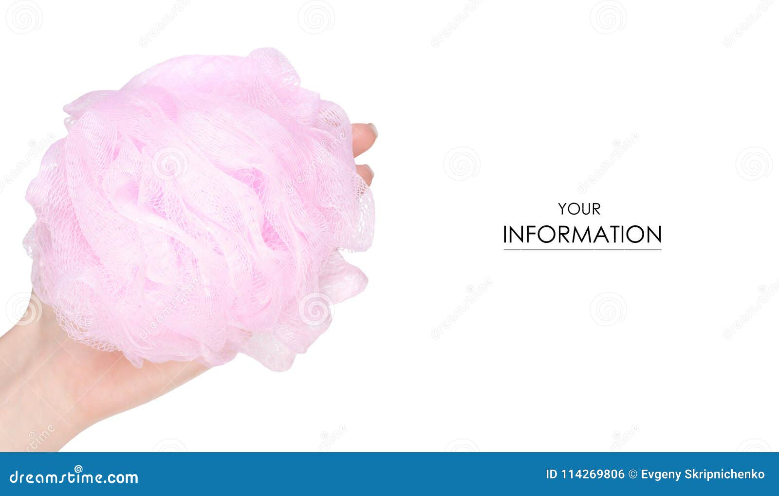 Pink Loofah Bath Sponge in Hand Pattern Stock Photo - Image of blue ...