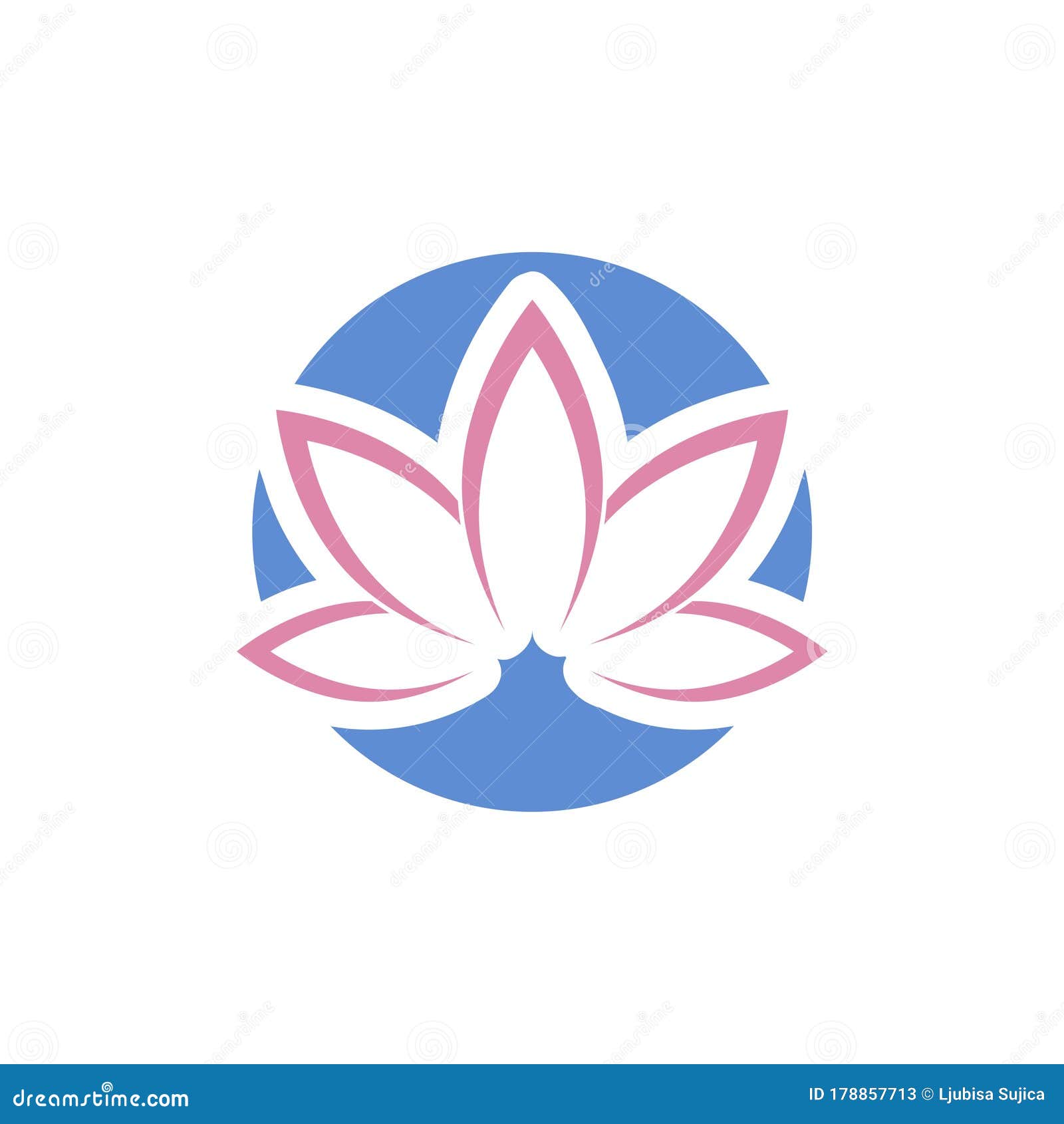 Pink Lotus Flower Icon Isolated. Blue Circle Button Stock Vector ...