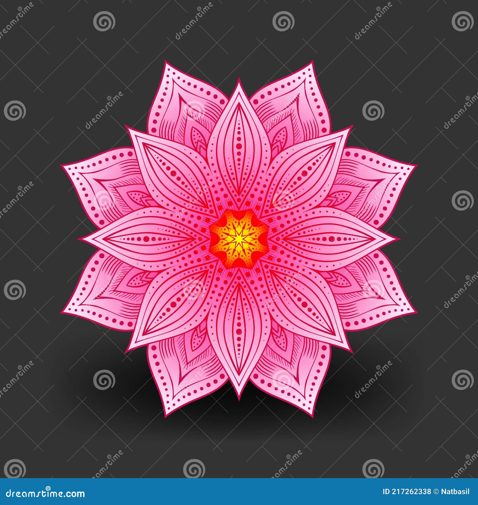 Pink Lotus Flower Pattern on Black Background Stock Vector ...