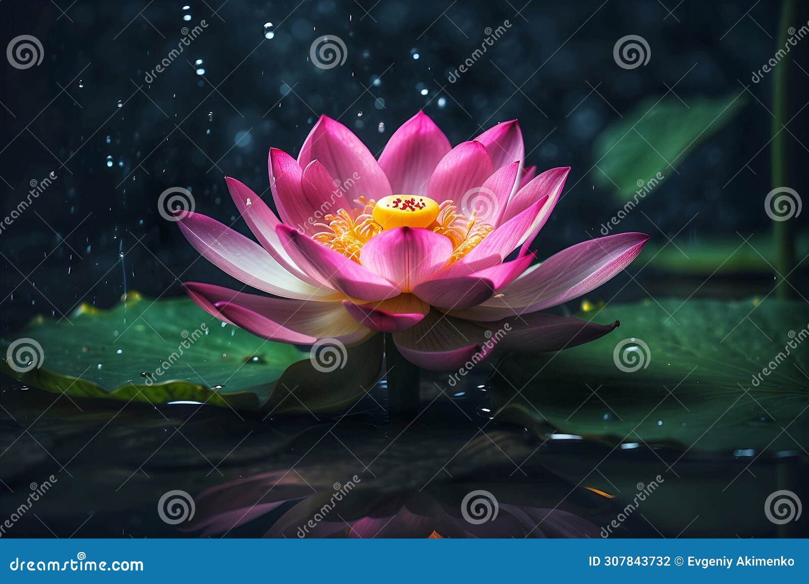 Pink lotus flower on water stock photo. Image of flower - 307843732