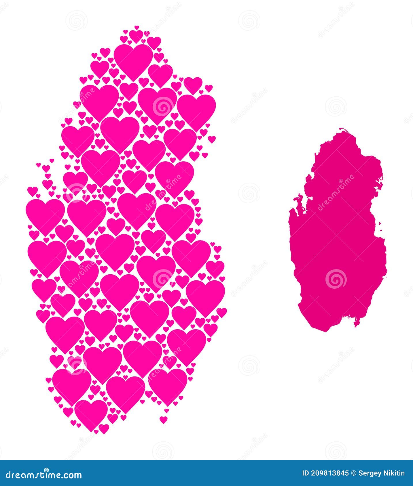 Pink Love Pattern Map of Qatar Stock Vector - Illustration of lovely ...