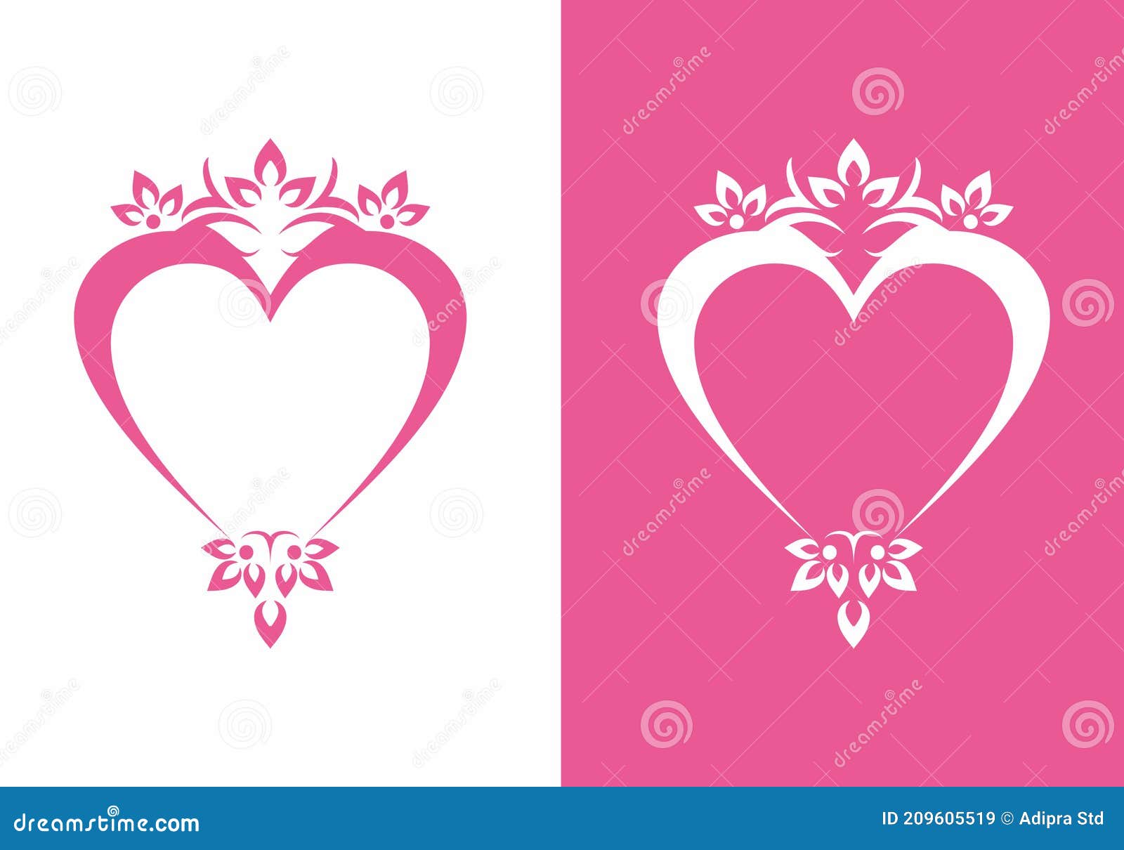 Pink Love Sign with Ornament Vector Logo Stock Vector - Illustration of ...