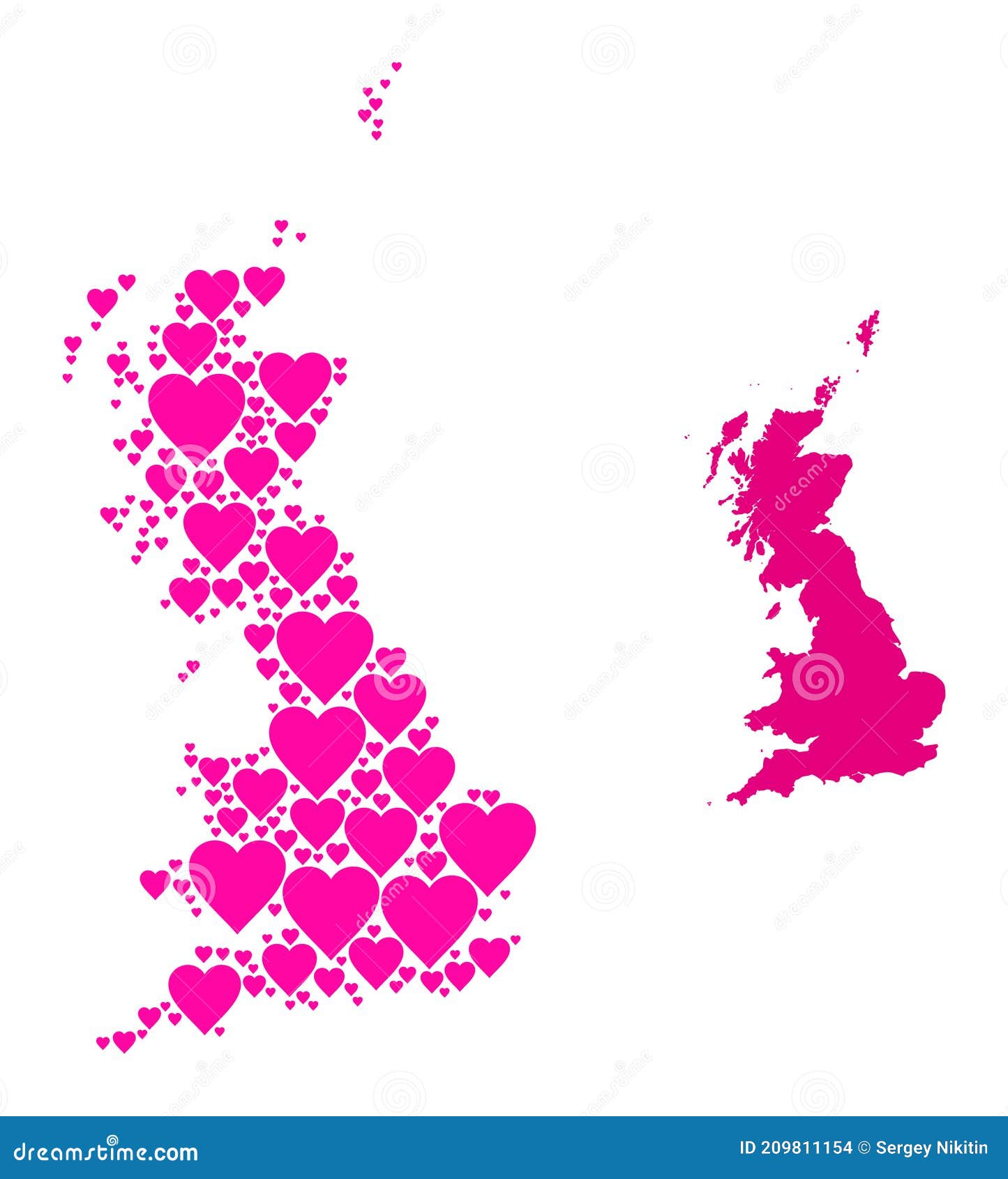 Pink Lovely Pattern Map of Great Britain Stock Vector - Illustration of ...