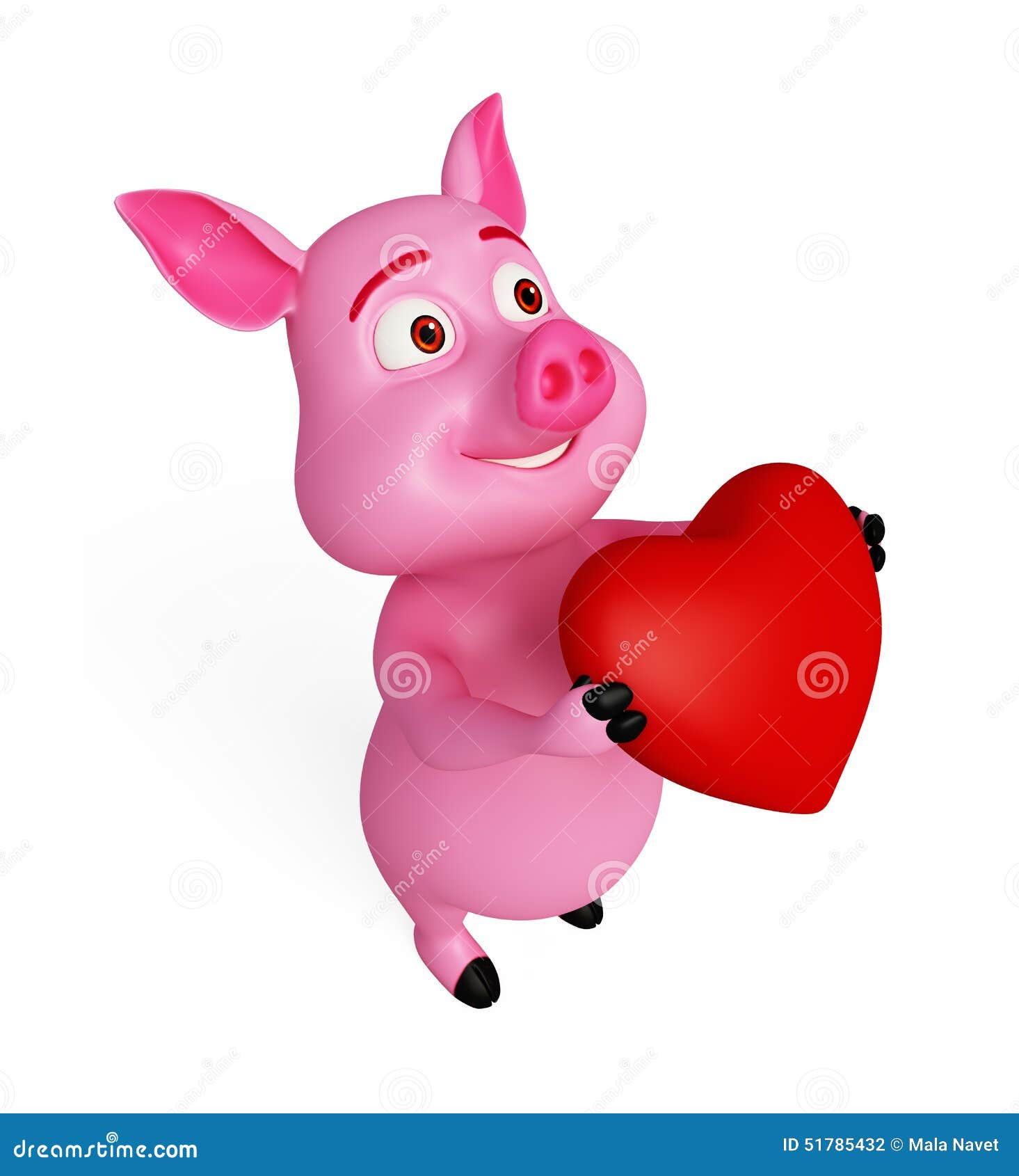 Pink loving pig stock illustration. Illustration of heart - 51785432