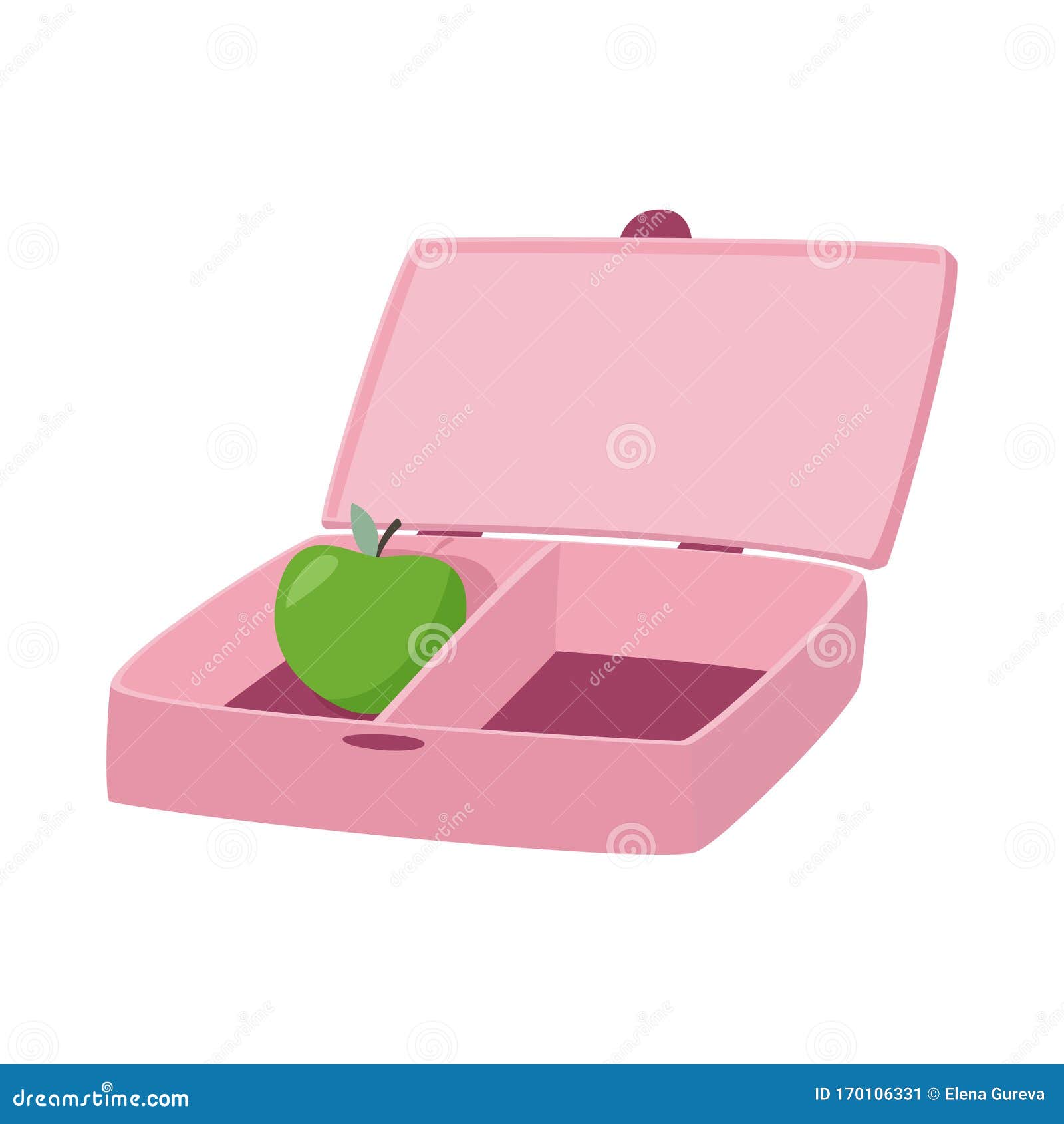 Pink Lunch Box with Apple Inside. Zero Waste Concept. Stock Vector ...