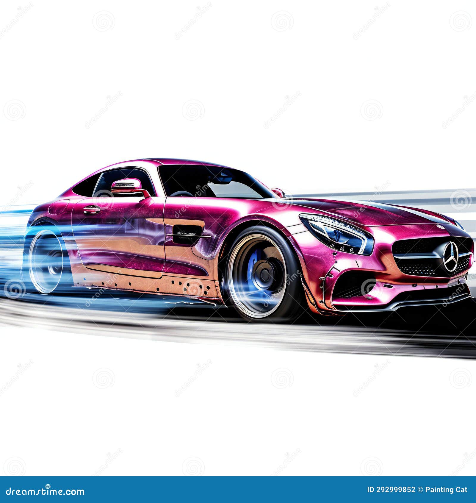 Pink Luxury Car on the Road, Side View Stock Illustration ...