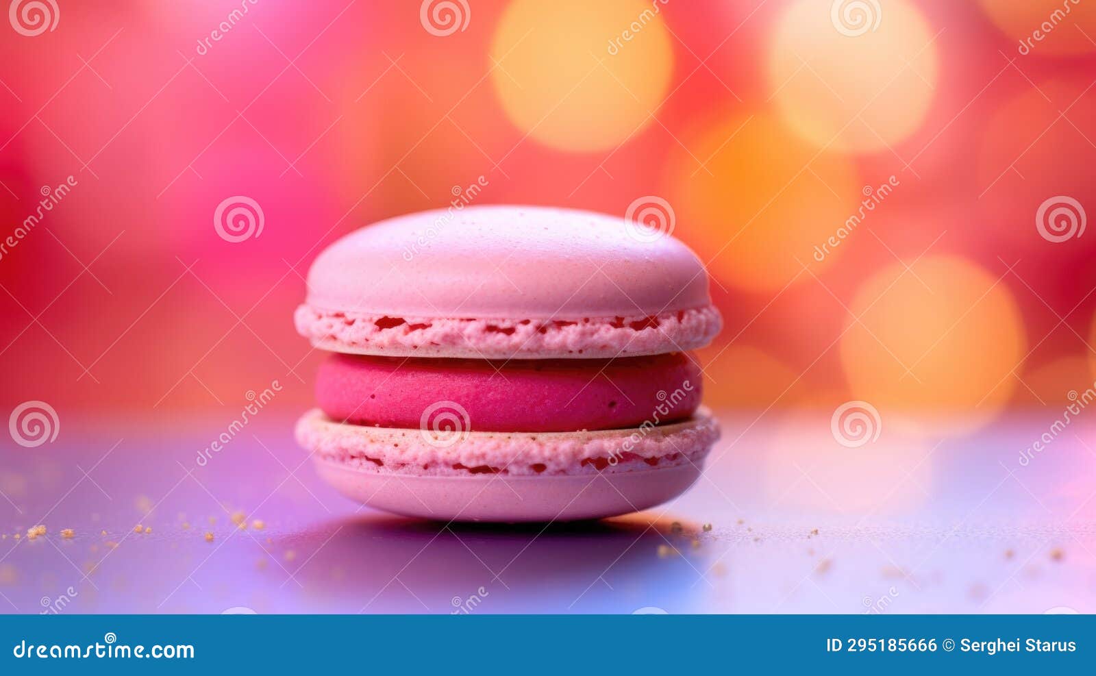 Pink Macaron With Red Filling. Hand Drawn Watercolor Illustration ...