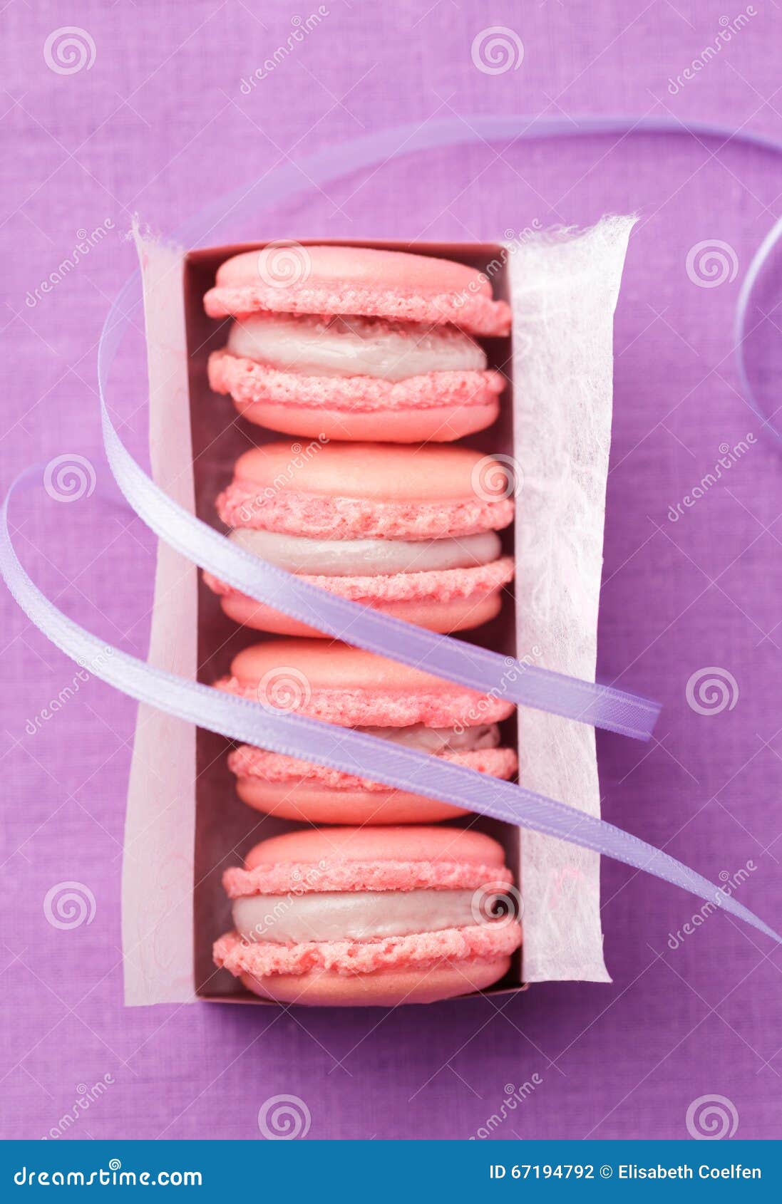 Pink macarons in a box stock photo. Image of snack, food - 67194792