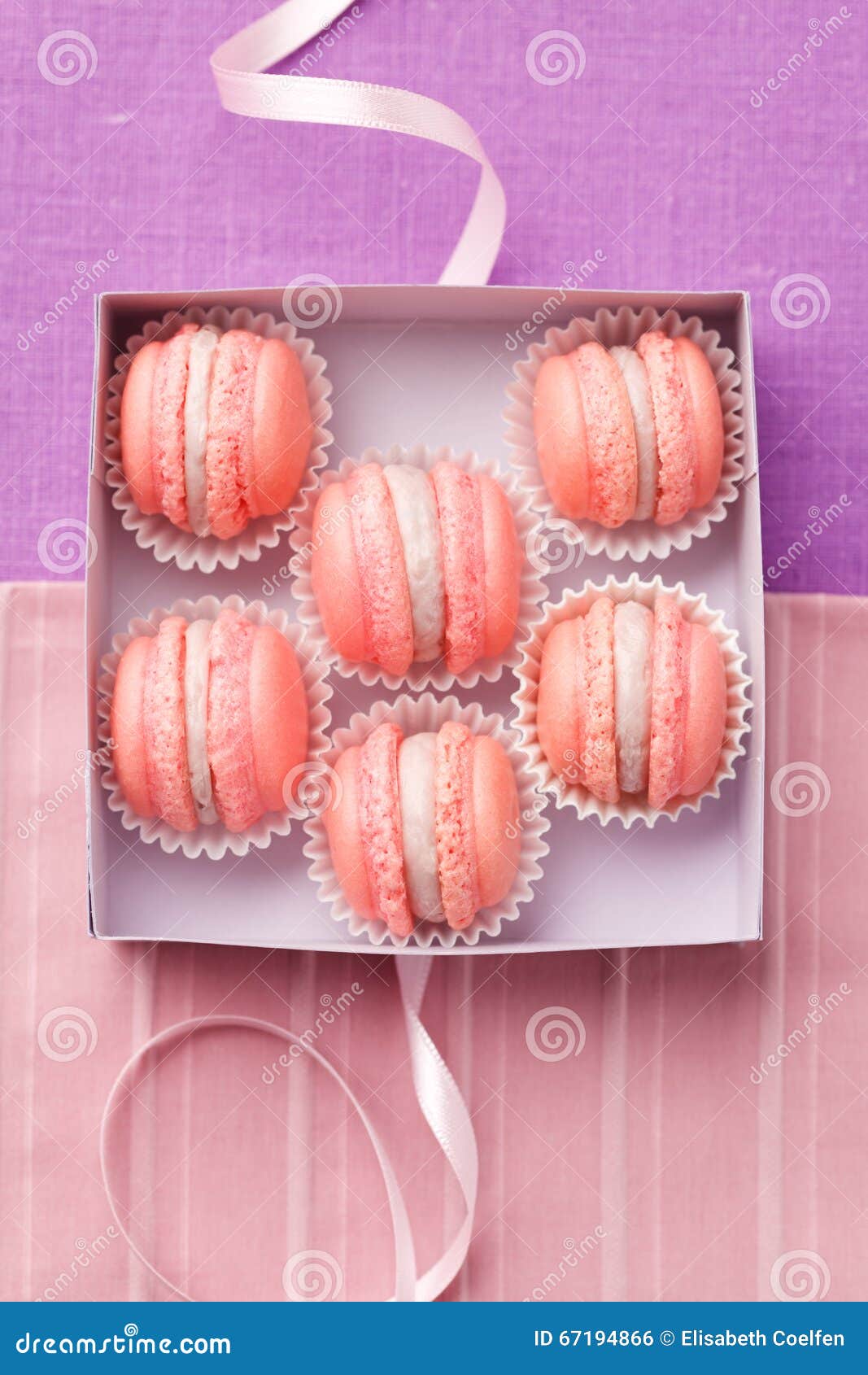 Pink macarons in a box stock photo. Image of snack, buttercream - 67194866