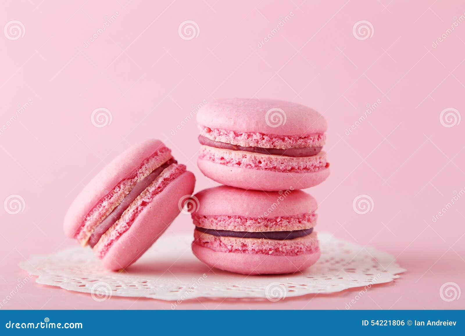 Pink Macarons Filled With Vanilla Cream. Royalty-Free Stock Photo ...