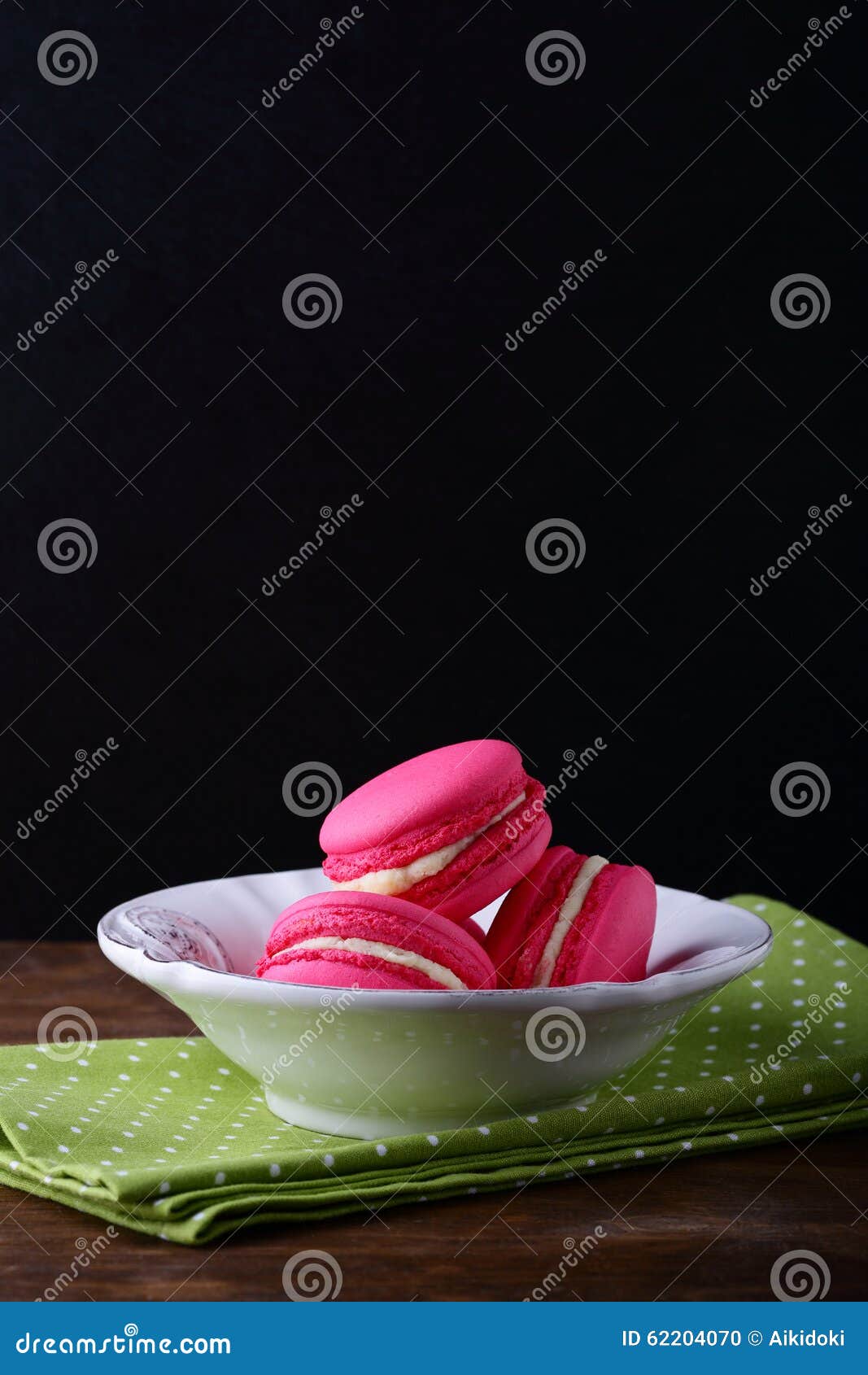 Pink macaroon in a plate stock photo. Image of confectionery - 62204070
