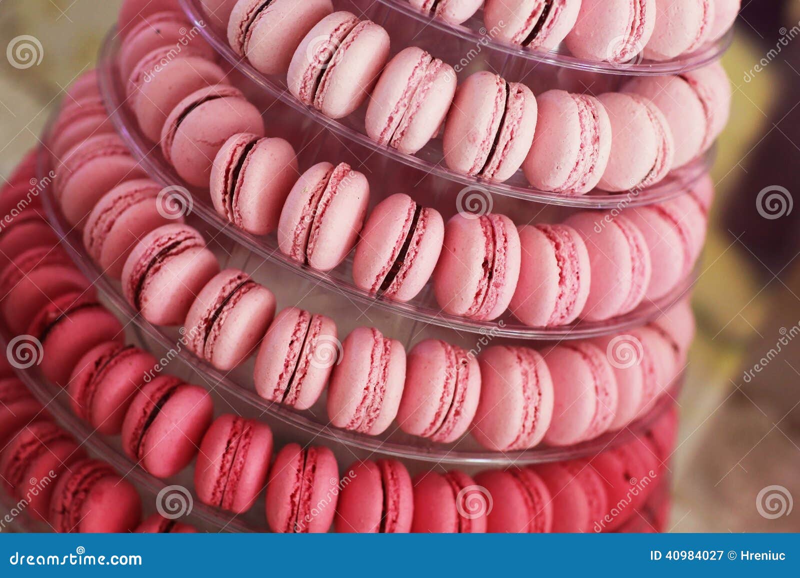 Pink Macaroons on Rounded Plate Candy Sweets Stock Image - Image of ...