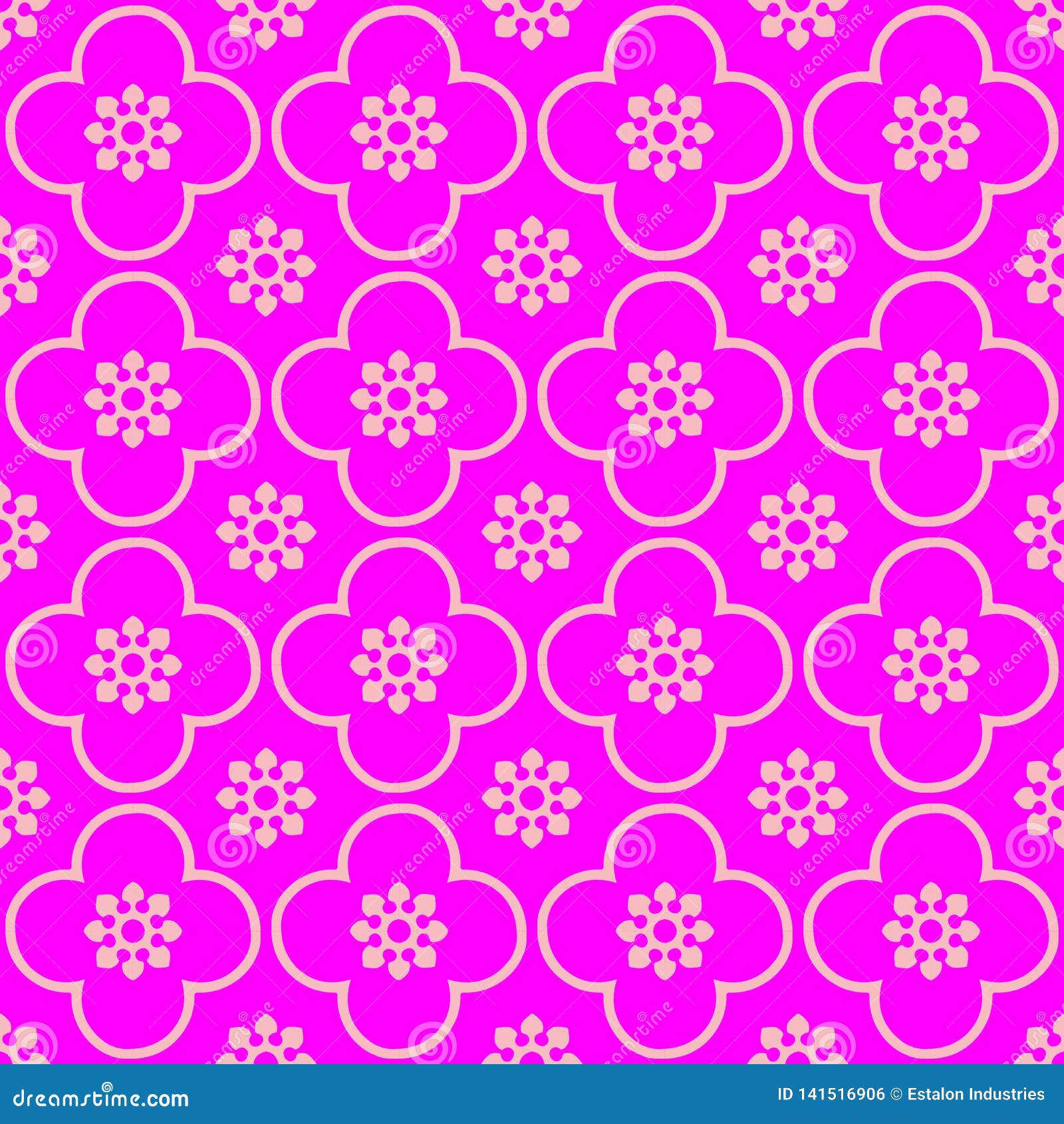 Pink on Magenta Club and Circle Seamless Repeat Pattern Background ...