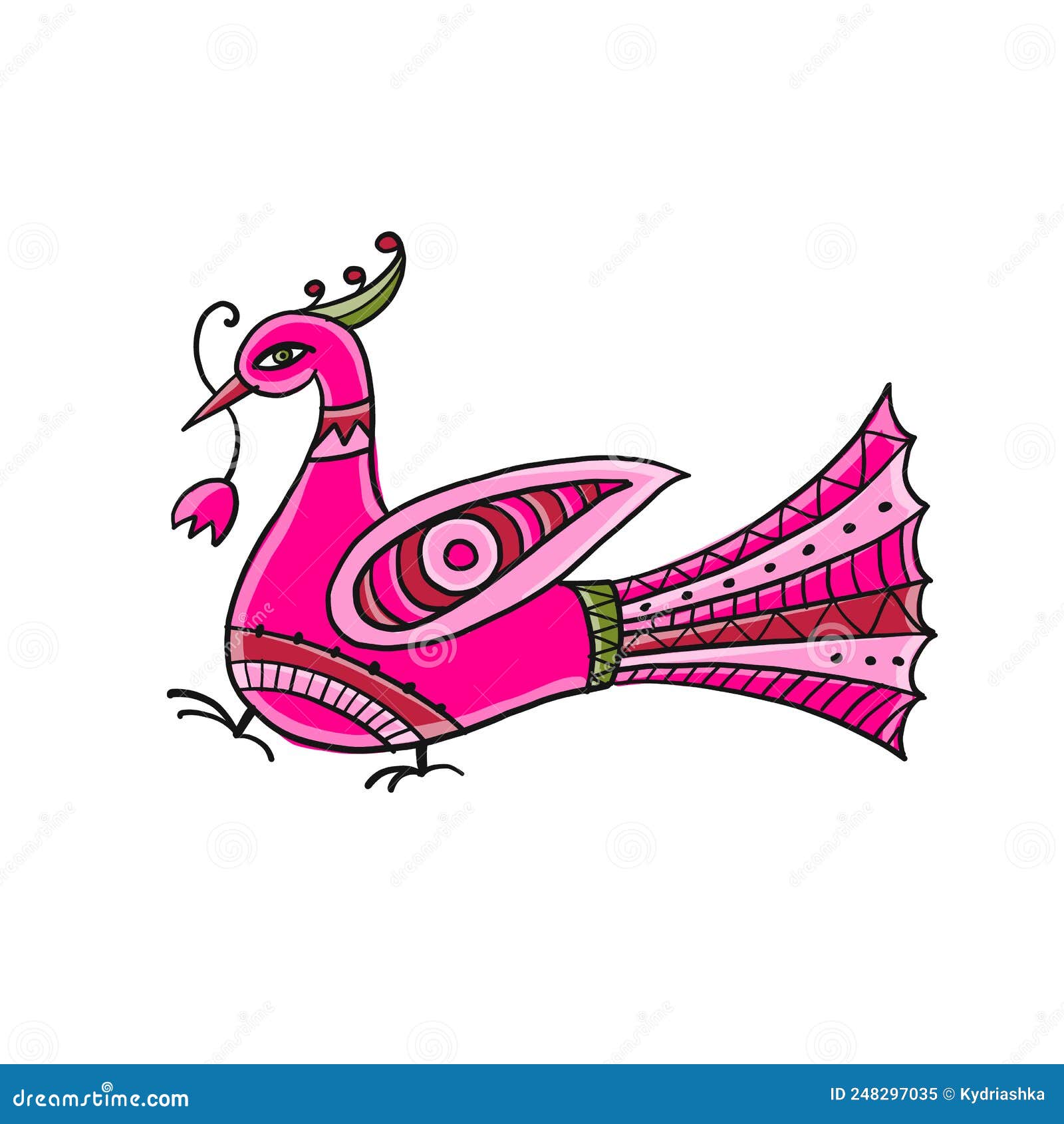 Pink Magic Bird Isolated on White. Art for Your Design Stock Vector ...