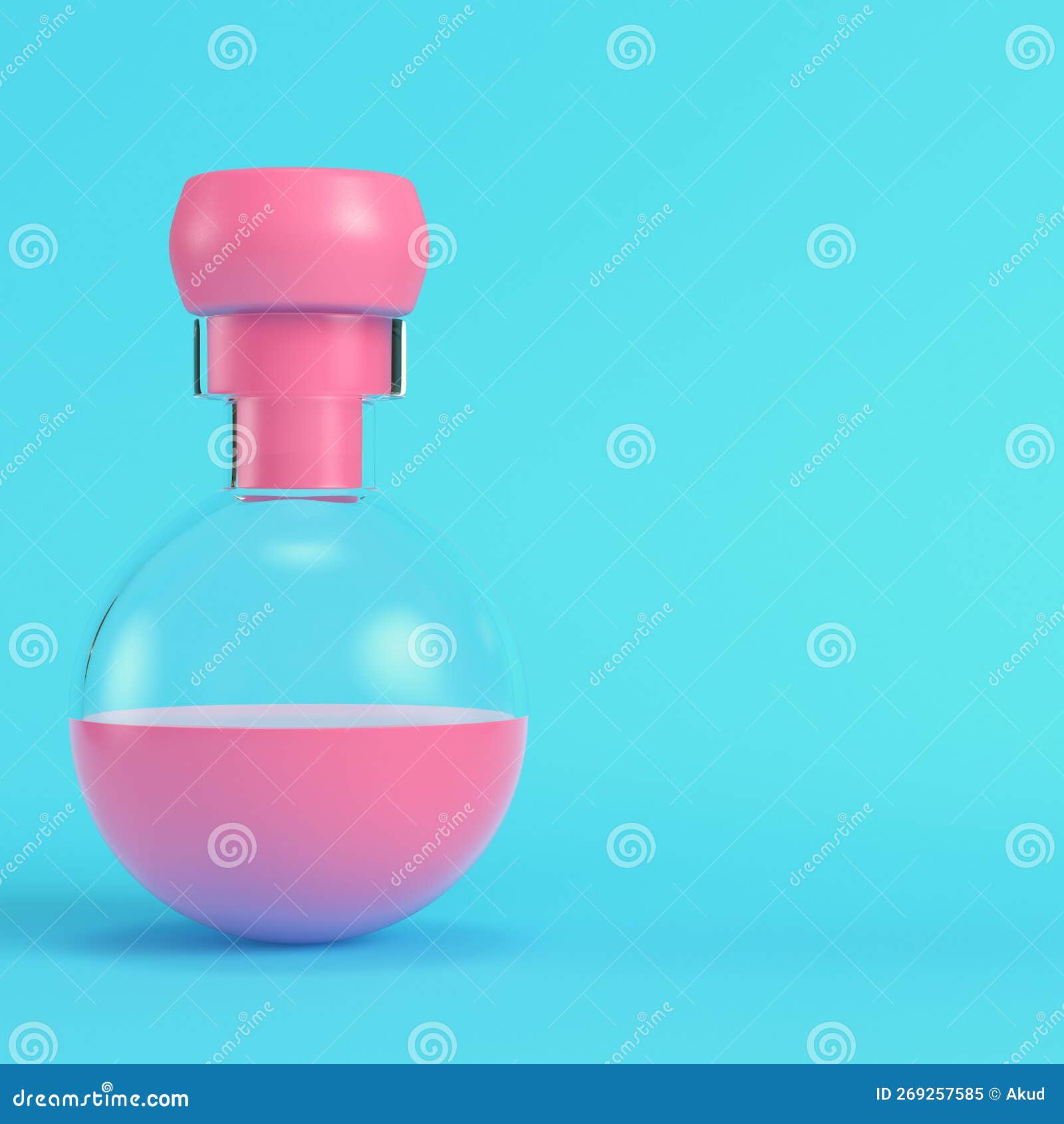 Pink Magic Potion on Bright Blue Background in Pastel Colors Stock ...