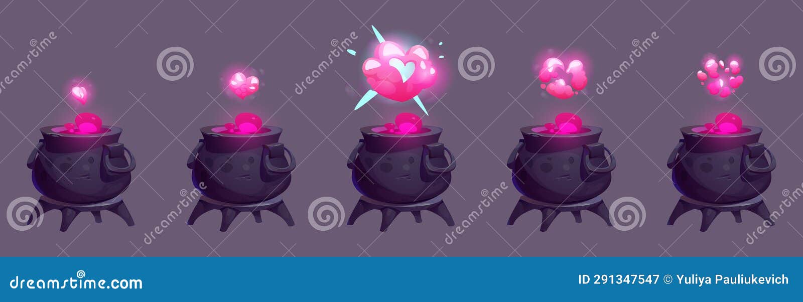 Pink Magic Witch Pot Animation Cartoon Sprite Stock Illustration ...