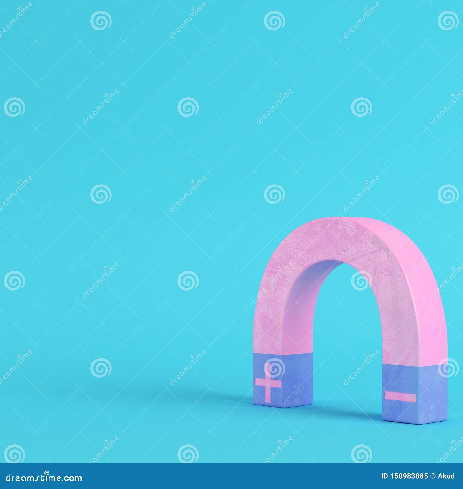 Pink Magnet on Bright Blue Background in Pastel Colors Stock ...