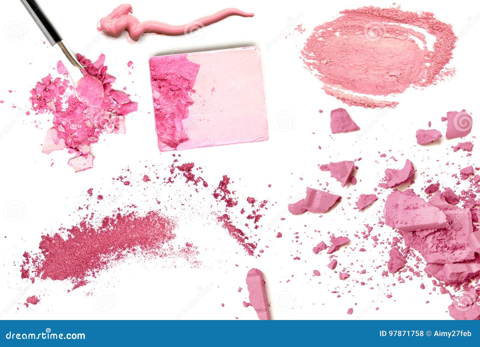 Pink Make Up Color Crushed Powder Isolate. Stock Photo - Image of ...