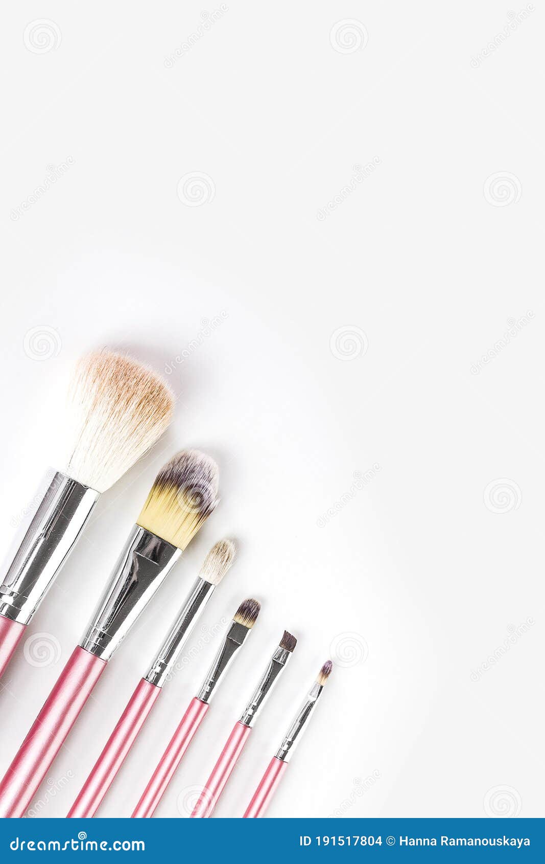 Pink Makeup Brushes Isolated on White Background Stock Photo - Image of ...