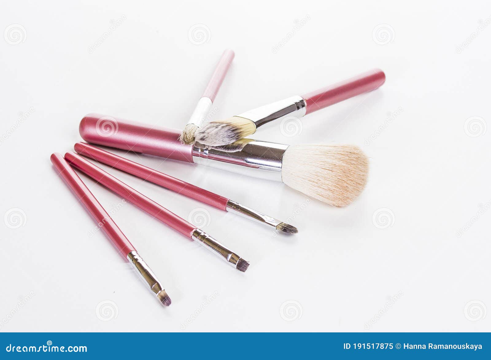 Pink Makeup Brushes Isolated on White Background Stock Image - Image of ...