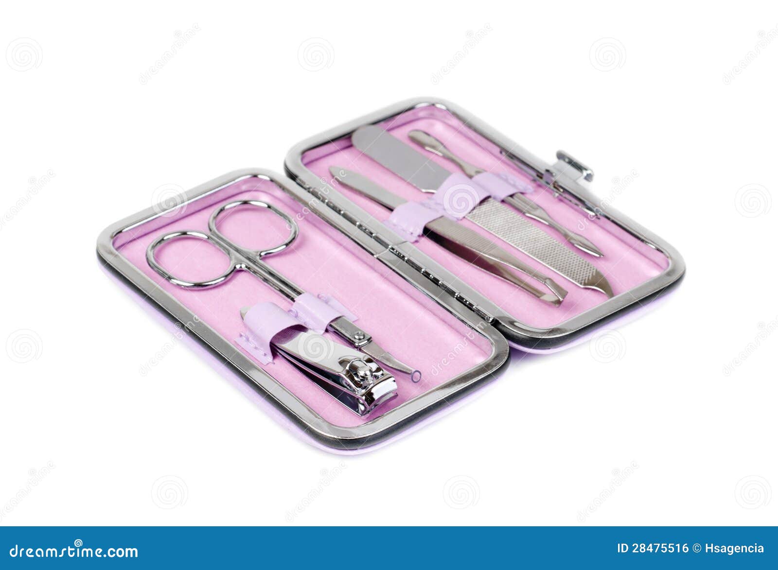 Pink Manicure Set, Isolated on White Backgroun Stock Photo - Image of ...