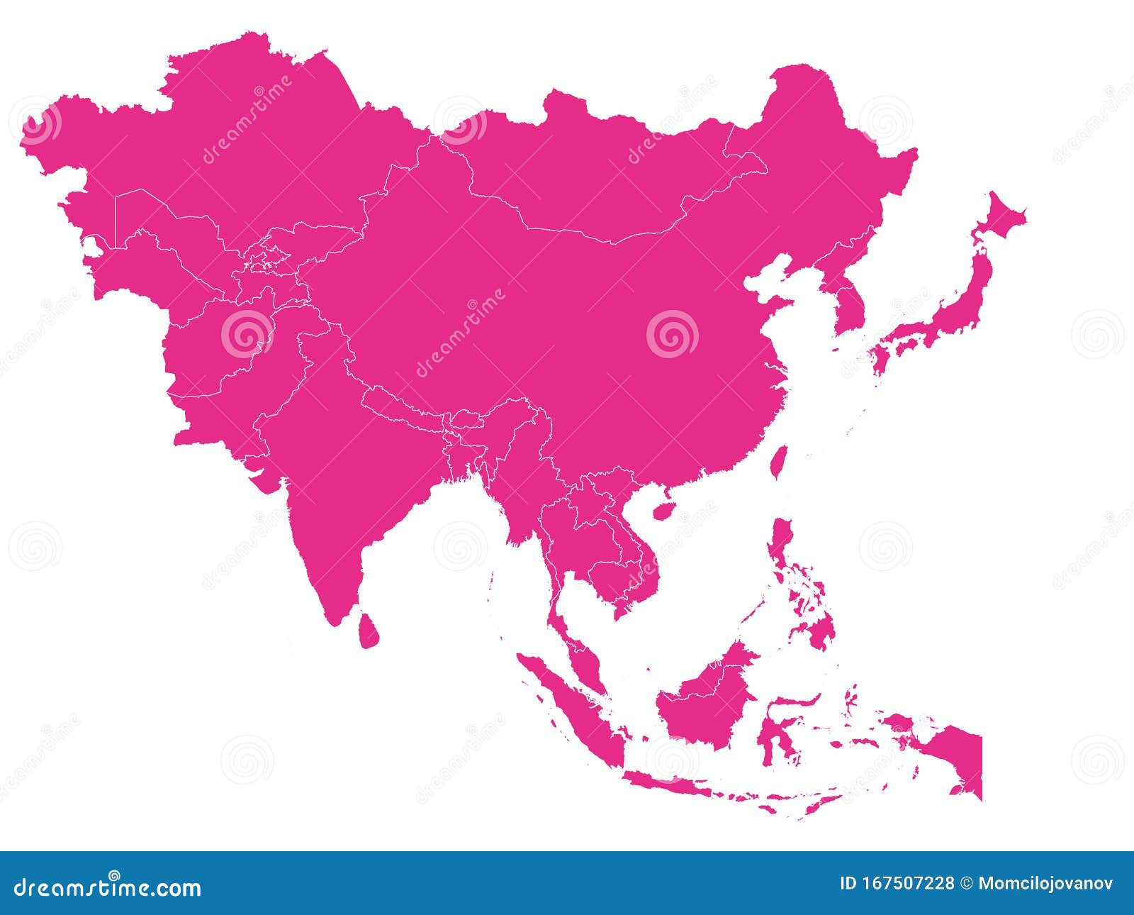Pink map of Asia stock vector. Illustration of gray - 167507228
