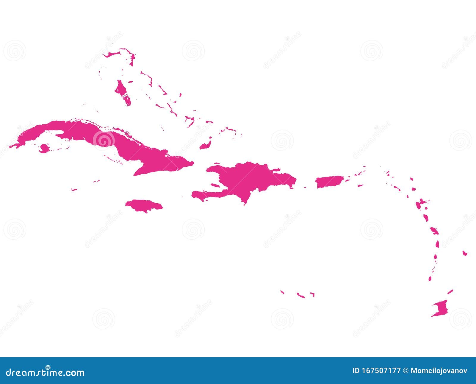 Pink map of Caribbean stock vector. Illustration of america - 167507177