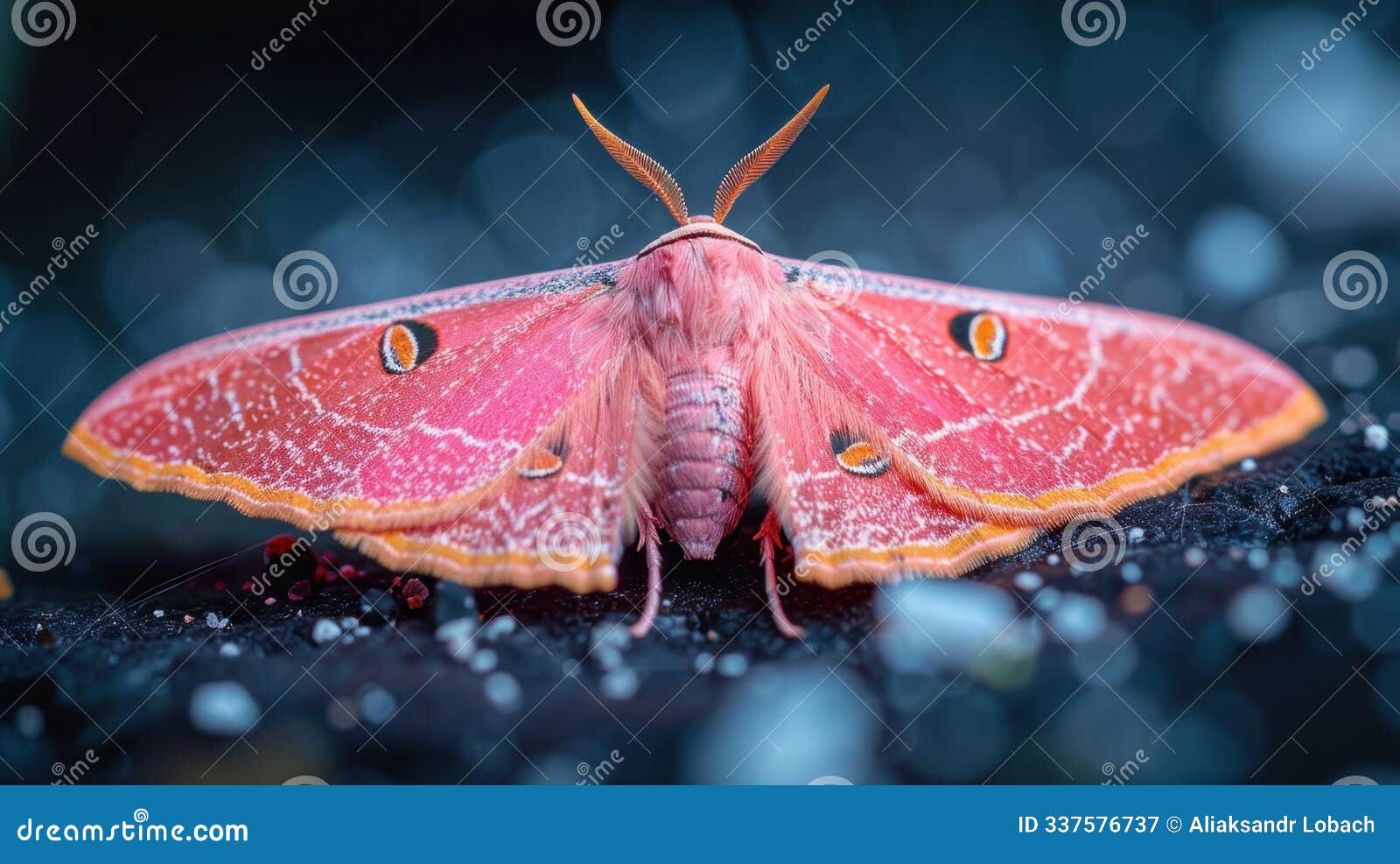 A Pink Maple Moth on a Black Isolated Background. Pink Moth on the ...