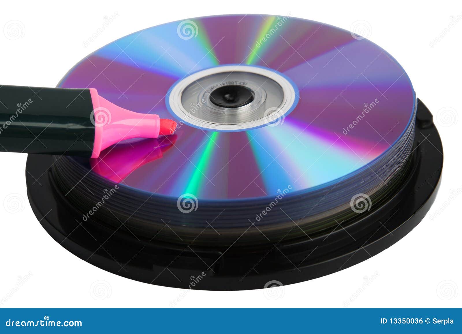 Pink Marker on Pile of Compact Disks Stock Photo - Image of music ...