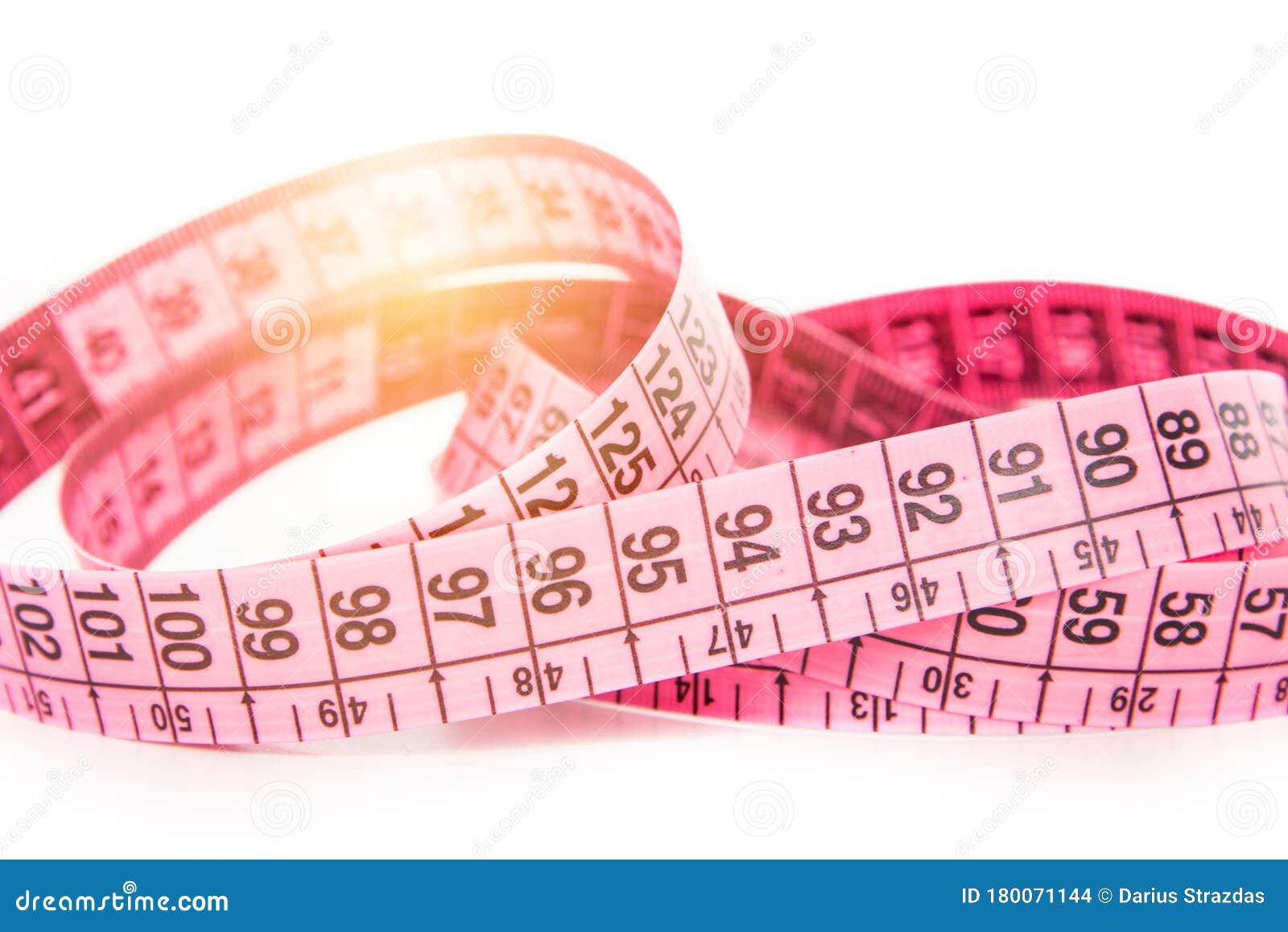 Pink Measure Tape With Black Numbers On A White Natural Or Fabric ...