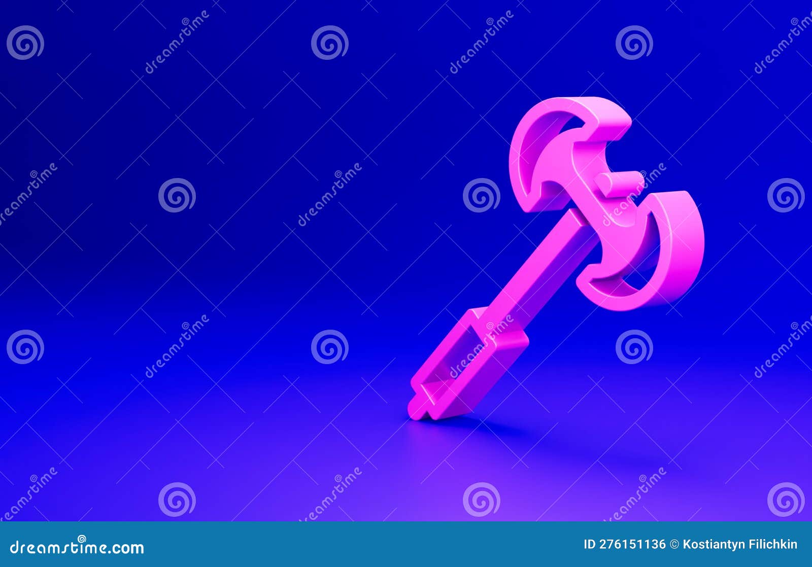 Pink Medieval Poleaxe Icon Isolated on Blue Background. Minimalism ...