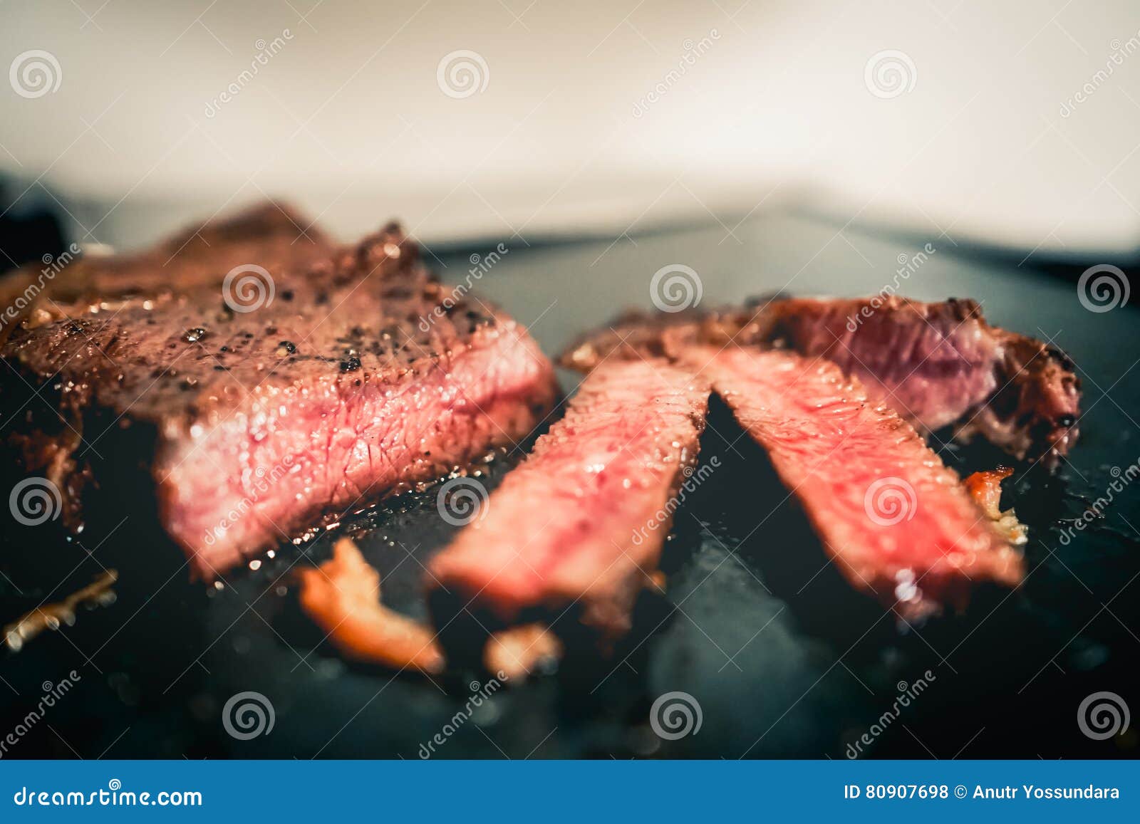 Pink Medium Rare Beef Steak Stock Photo - Image of plate, beef: 80907698