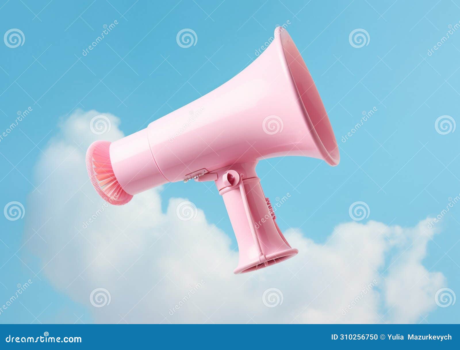 Pink Megaphone Against Pastel Blue Background. Stock Illustration ...
