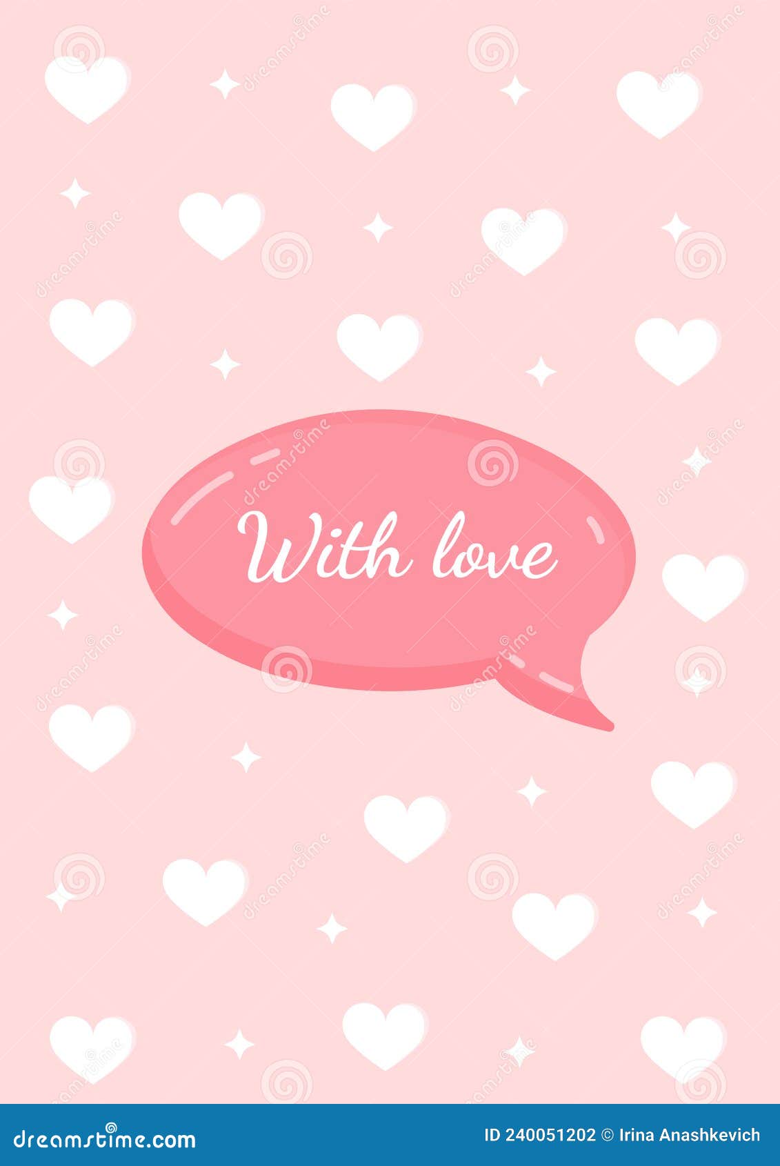 Pink Message Bubble with Text for Postcard, Textile, Poster, Banner ...