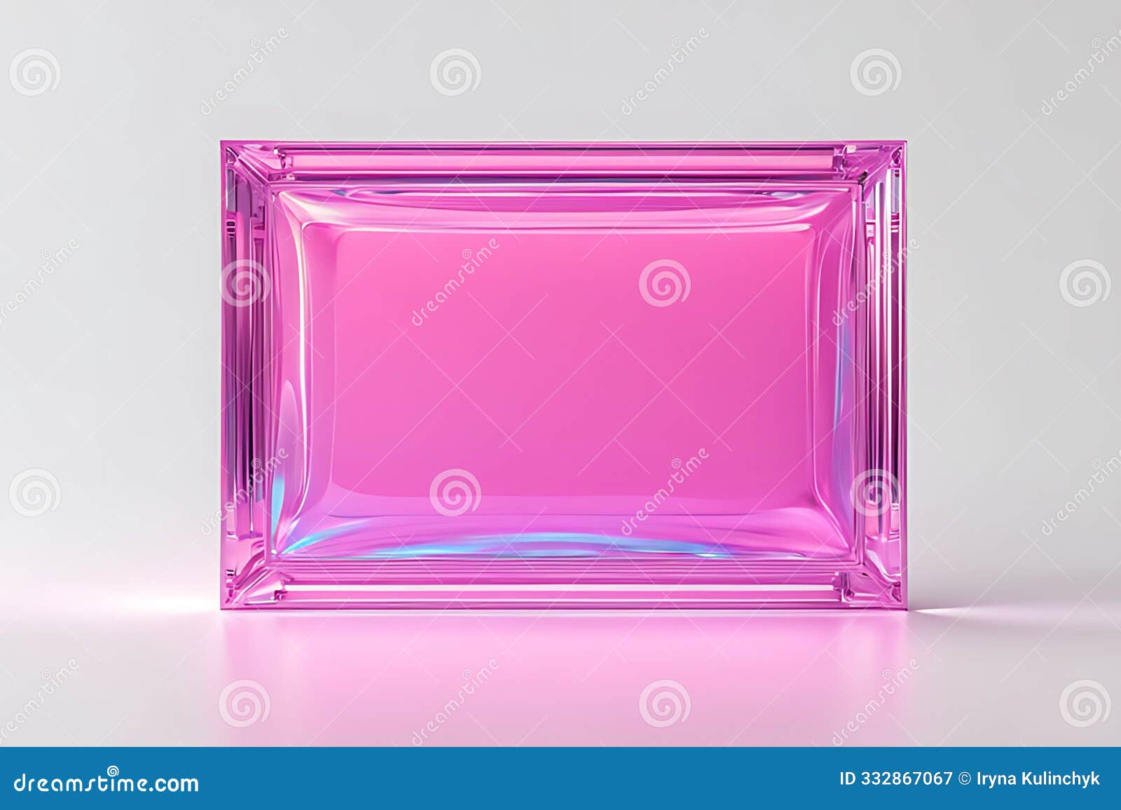 Pink Metallic Rectangle Frame with Reflective Surface Isolated on White ...