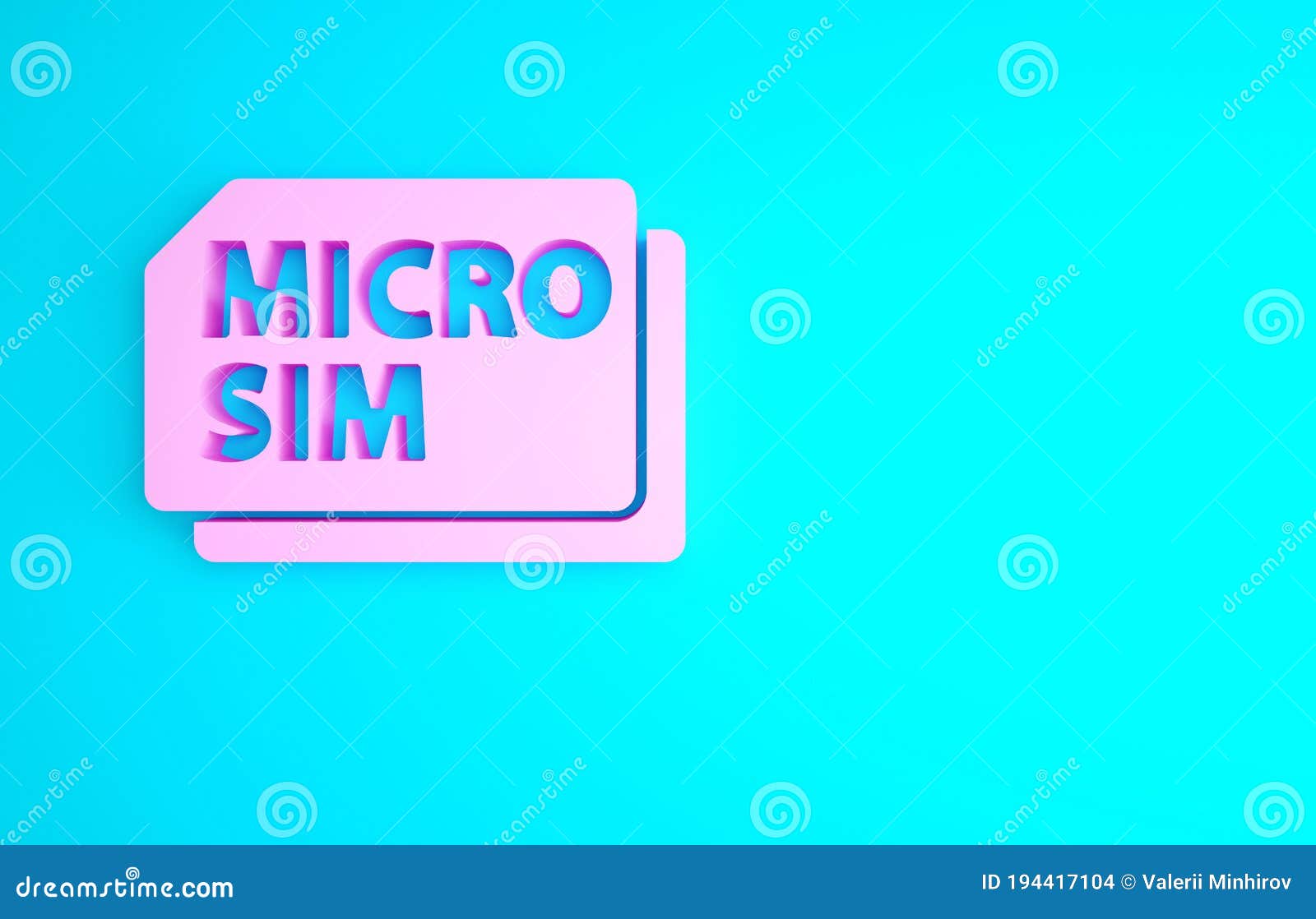 Pink Micro Sim Card Icon Isolated on Blue Background. Mobile and ...