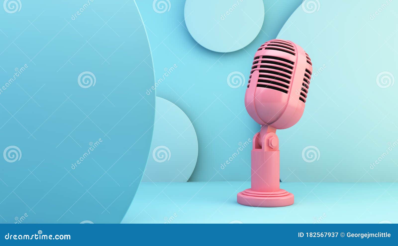 Pink Microphone on Blue Background Stock Illustration - Illustration of ...