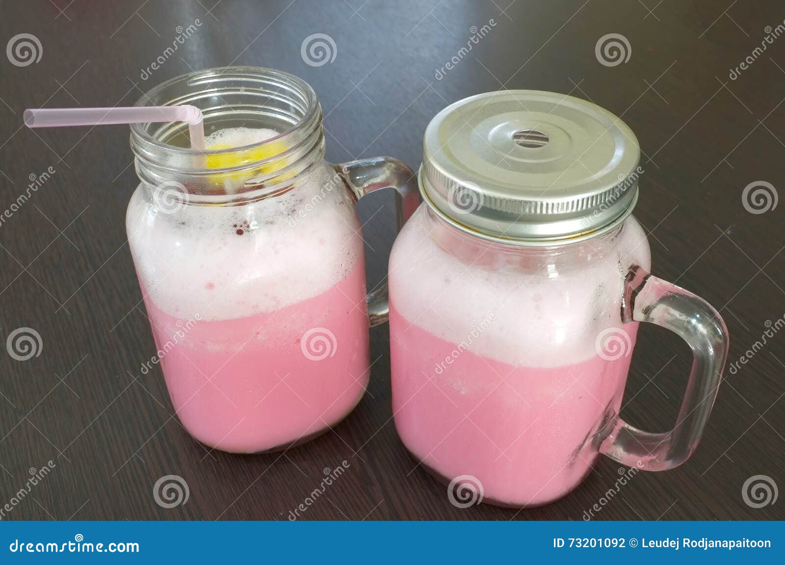 Pink milk in glass mug stock photo. Image of cold, dairy - 73201092