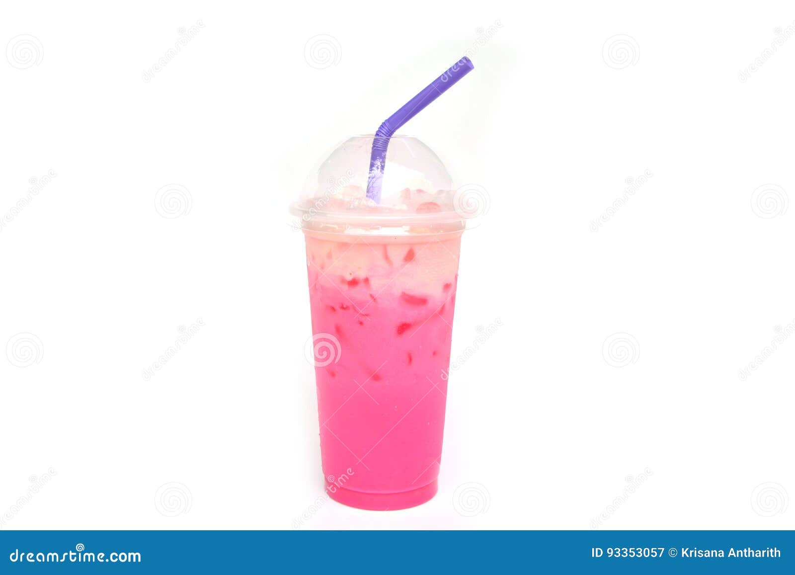 Pink Milk Sweet Drink Isolated on White Background Stock Image - Image ...