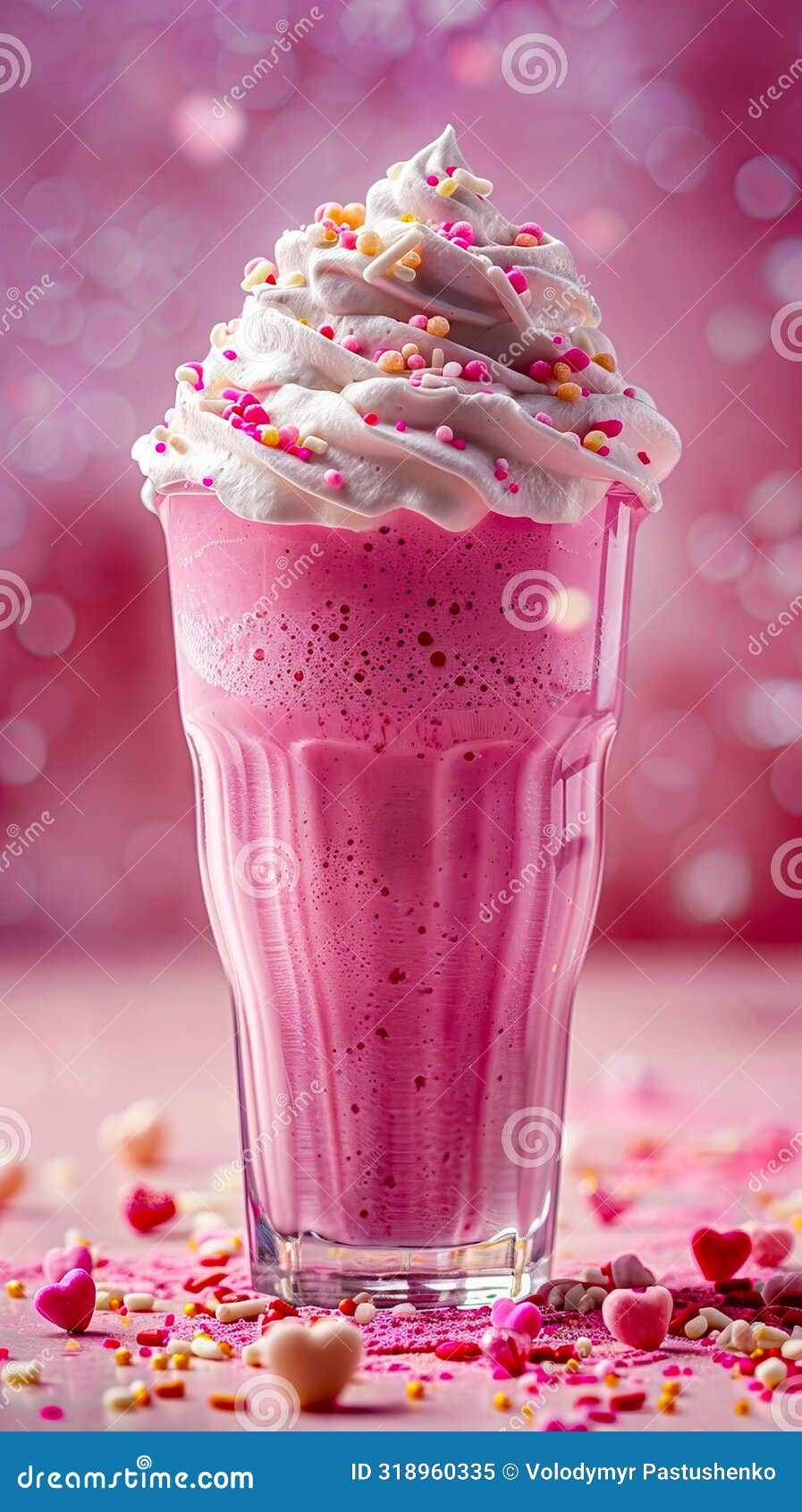 A Pink Milkshake with Sprinkles on Top Stock Image - Image of topping ...
