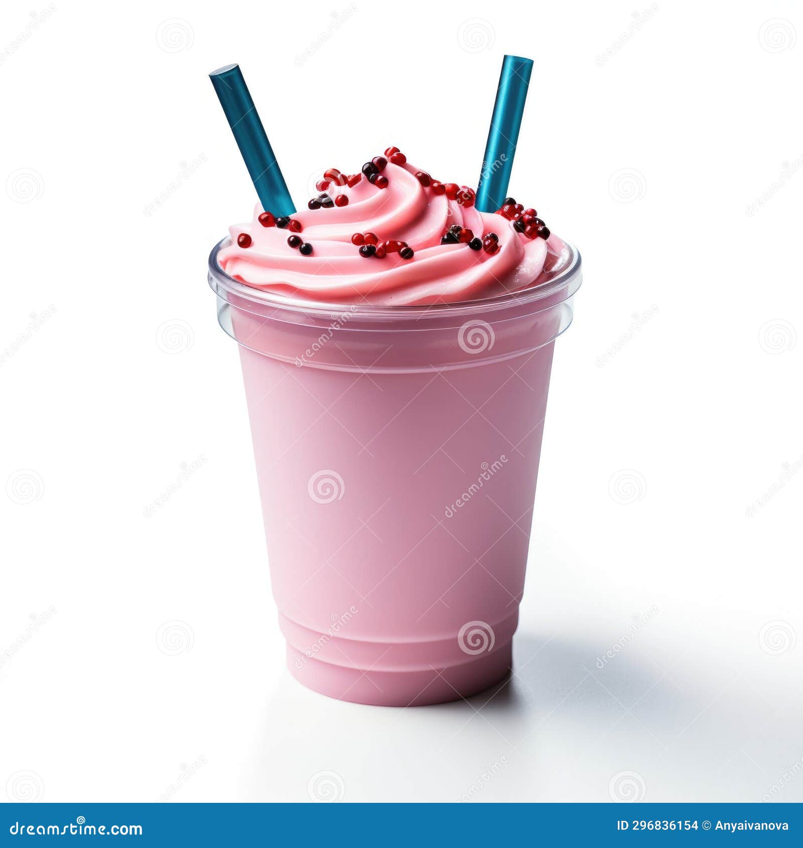 A Pink Milkshake with Two Straws in it, Clipart on White Background ...
