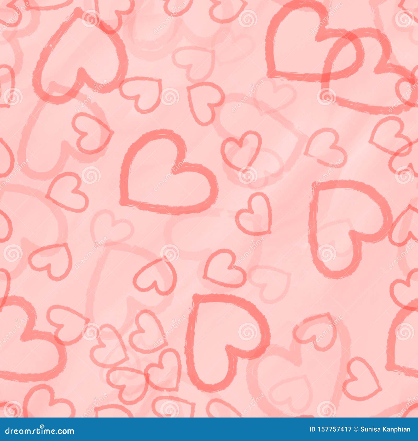 Hand Drawing Pink Mini Hearts Seamless Pattern. Stock Illustration ...