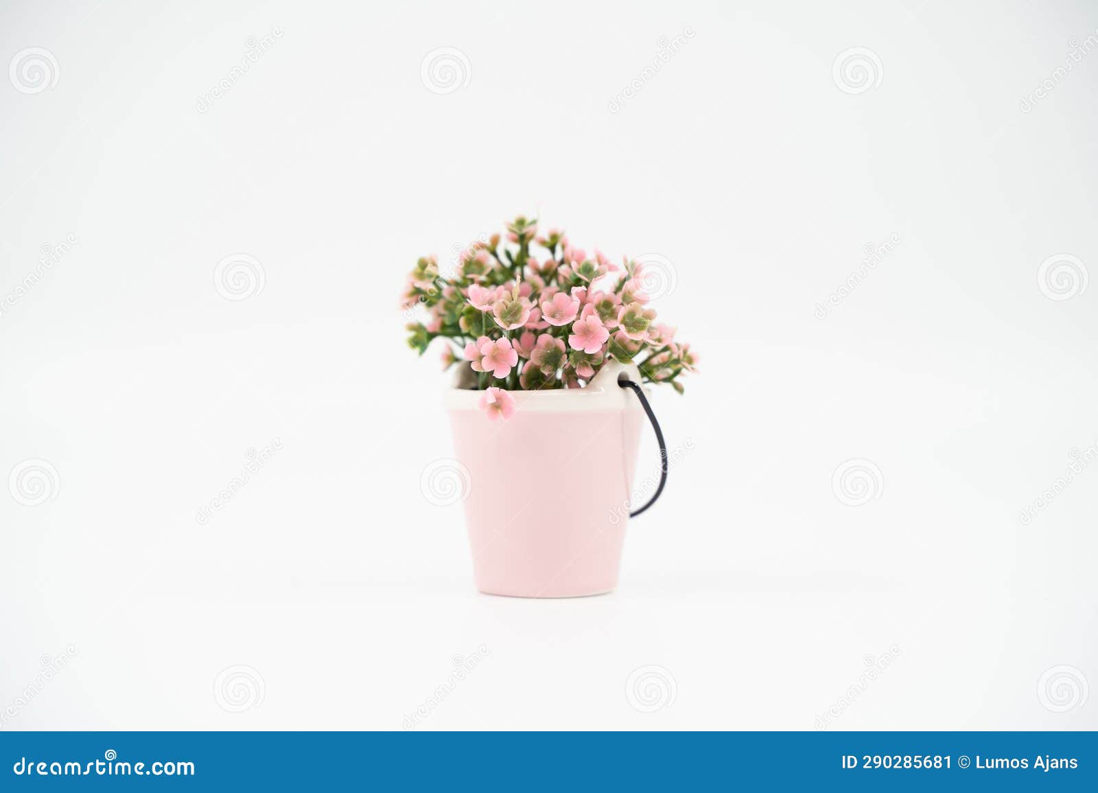 Pink Miniature Artificial Flower in a Pot Stock Image - Image of green ...
