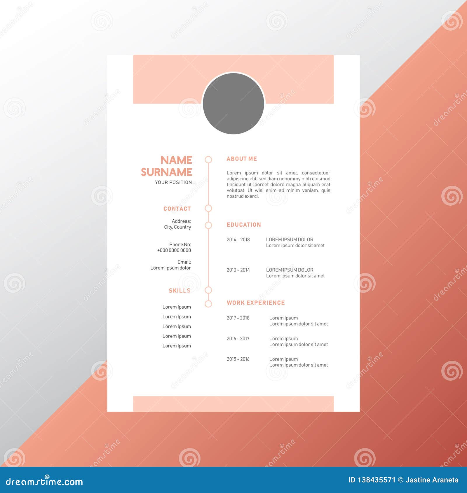 Pink Minimalist Modern Resume Cv Design Template Stock Vector ... Pink Minimalist Modern Resume Cv Design Template Stock Vector ...