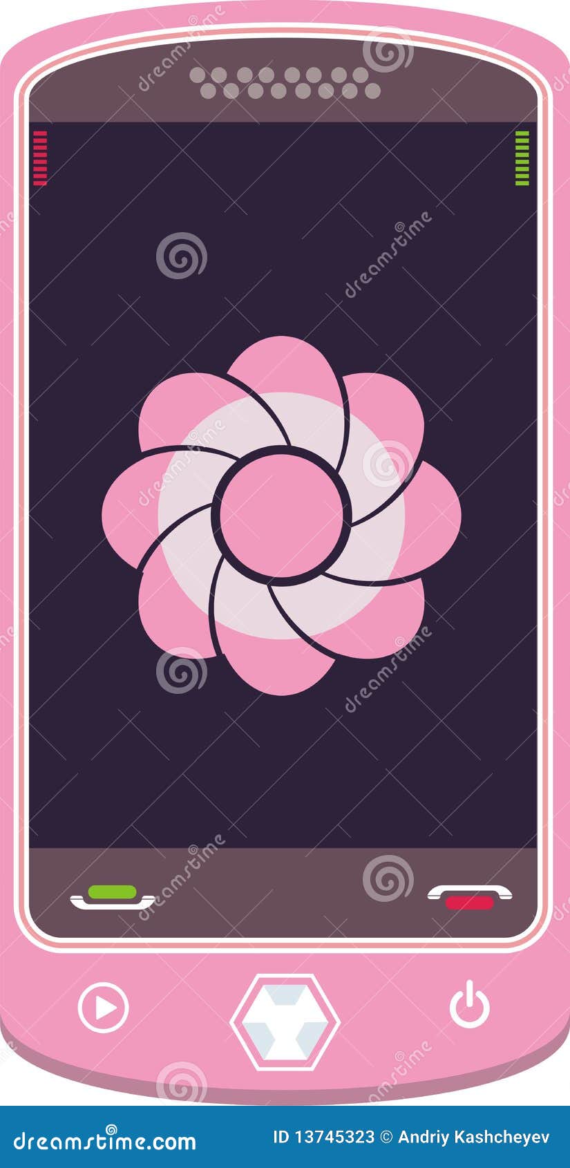 Pink Mobile phone stock vector. Illustration of gadget - 13745323