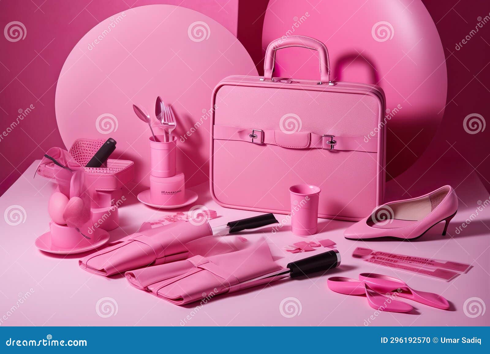 Pink Model Career Kit Arrangement Stock Illustration - Illustration of ...